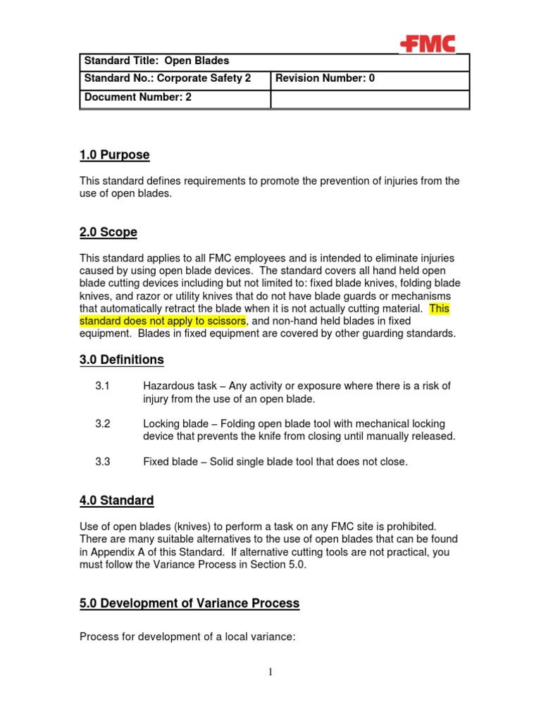 Open Blade Safety Standards | PDF | Knife | Blade