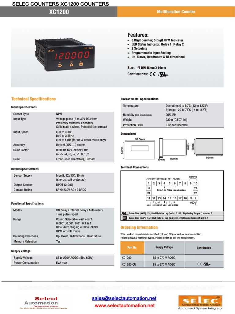 XC1200 Counters | PDF | Relay | Switch