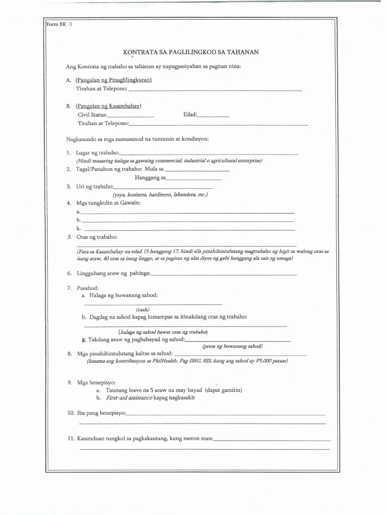 Sample Contract For Kasambahay | PDF
