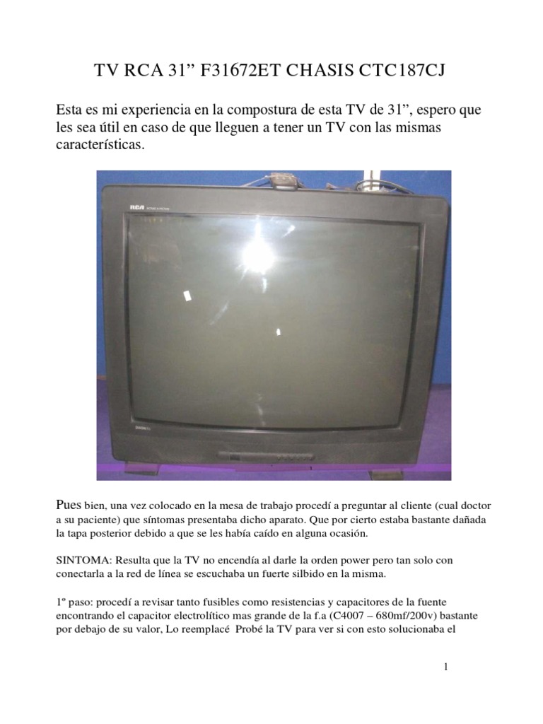 Reparación de TV RCA F31672ET | PDF | Transistor | Bienes manufacturados