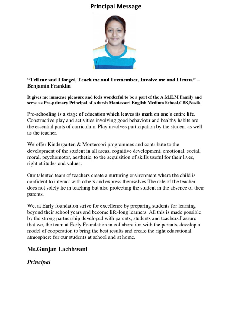 Principals Message | PDF