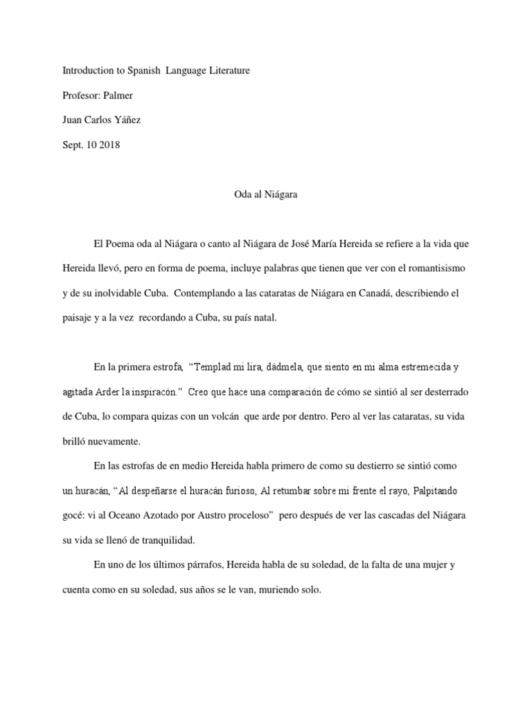 Análisis de "Oda al Niágara" de Heredia | PDF | Clásicos
