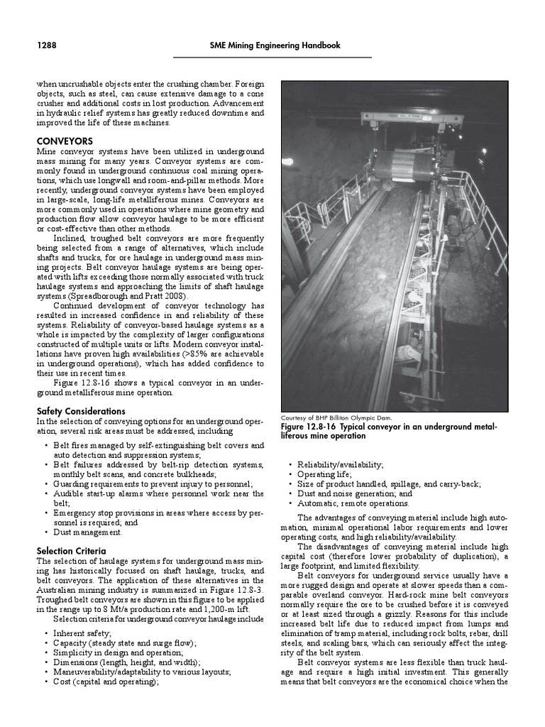 Conveyors: 1288 Sme Mining Engineering Handbook | PDF | Mining | Elevator
