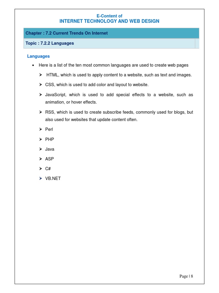 Internet Technology and Web Design: Chapter: 7.2 Current Trends On ...