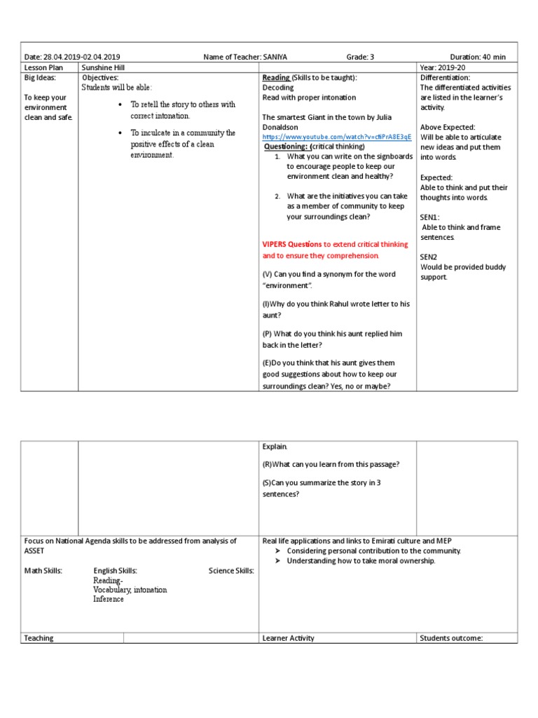 Reading (Skills To Be Taught) :: VIPERS Questions To Extend Critical ...