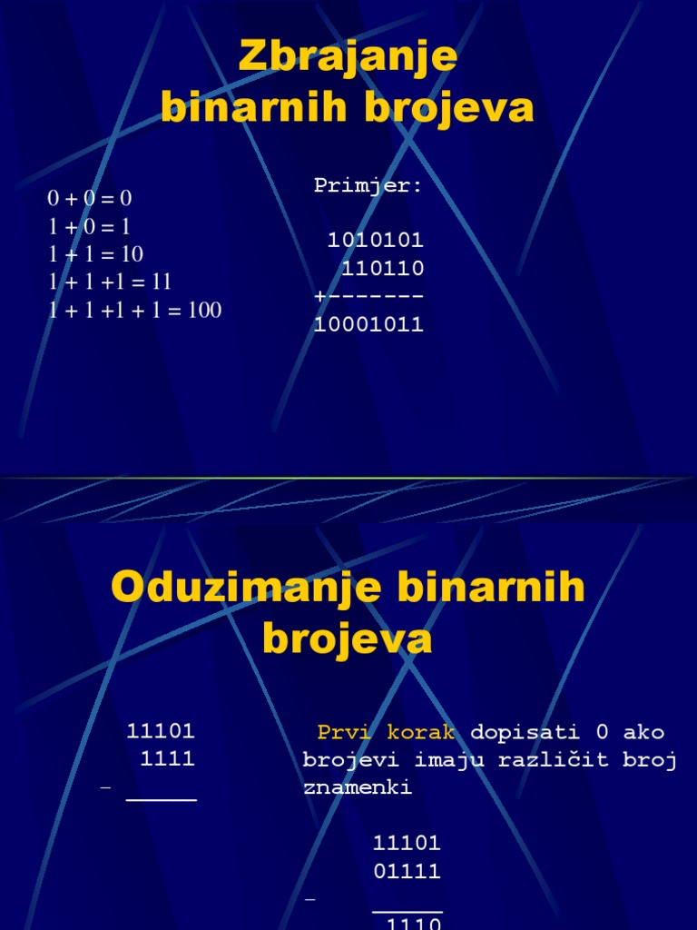 Zbrajanje I Oduzimanje Binarnih Brojeva | PDF