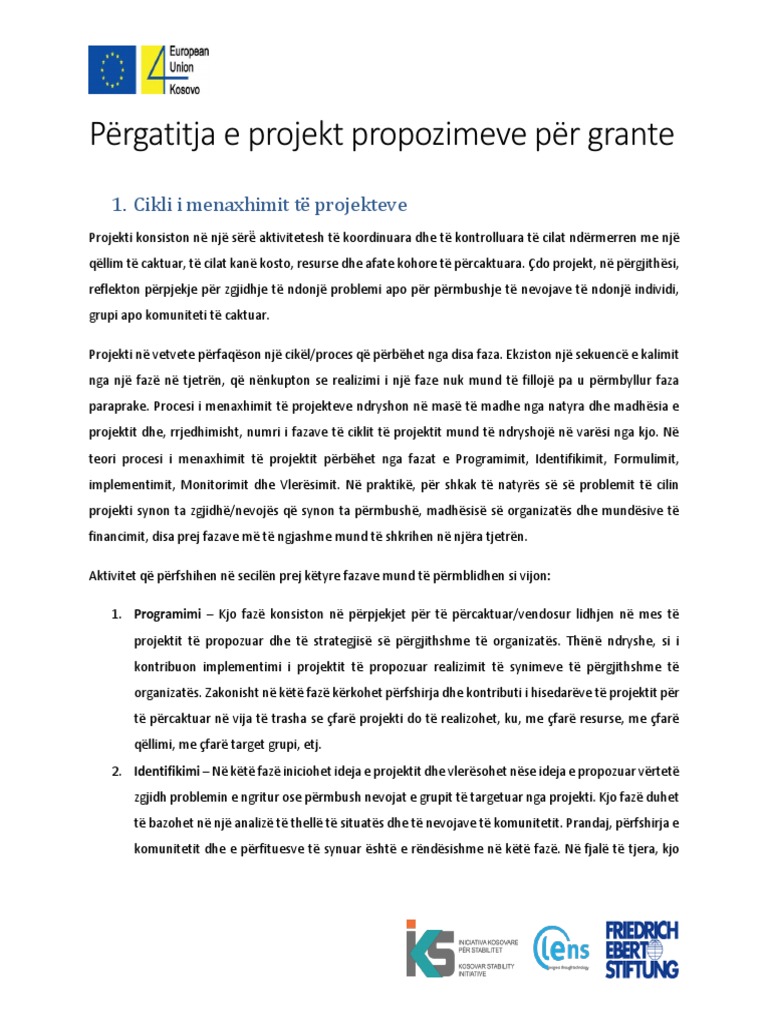 Pergatitja e Propozimeve Per Grantet GRAS ALB | PDF