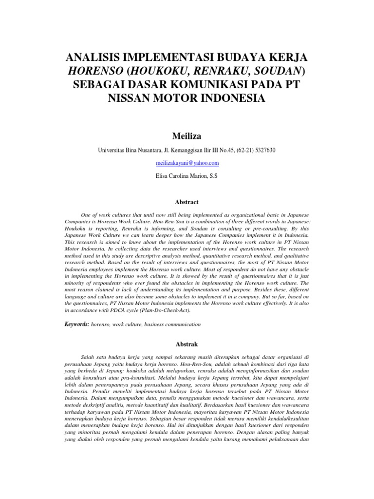 ANALISIS BUDAYA KERJA HORENSO | PDF | Evaluation Methods | Truth