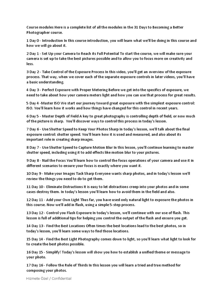 Course Modules Here Is A Complete List of All The Modules in The 31 ...