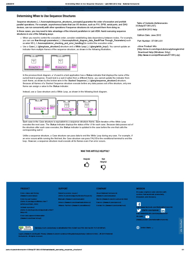 Determining When To Use Sequence Structures Labview 2012 Help National Instruments Pdf 7077