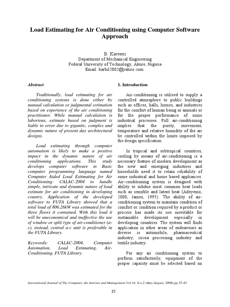 AC Load Estimation | PDF | Air Conditioning | Hvac