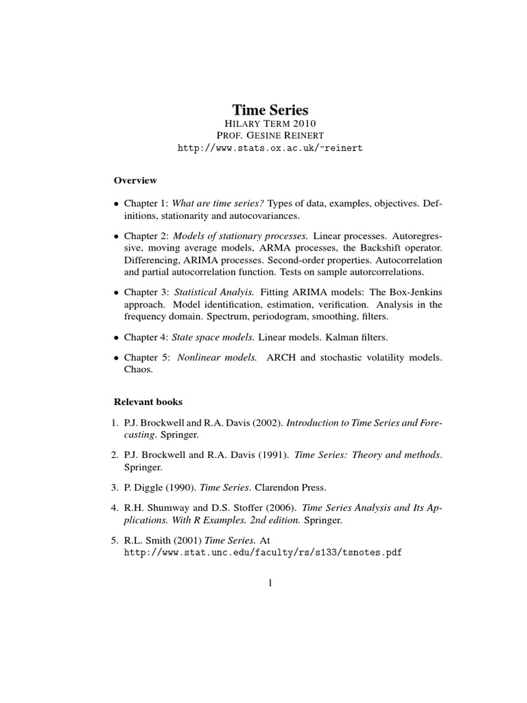 Time Series Analysis | PDF | Autoregressive Model | Stationary Process
