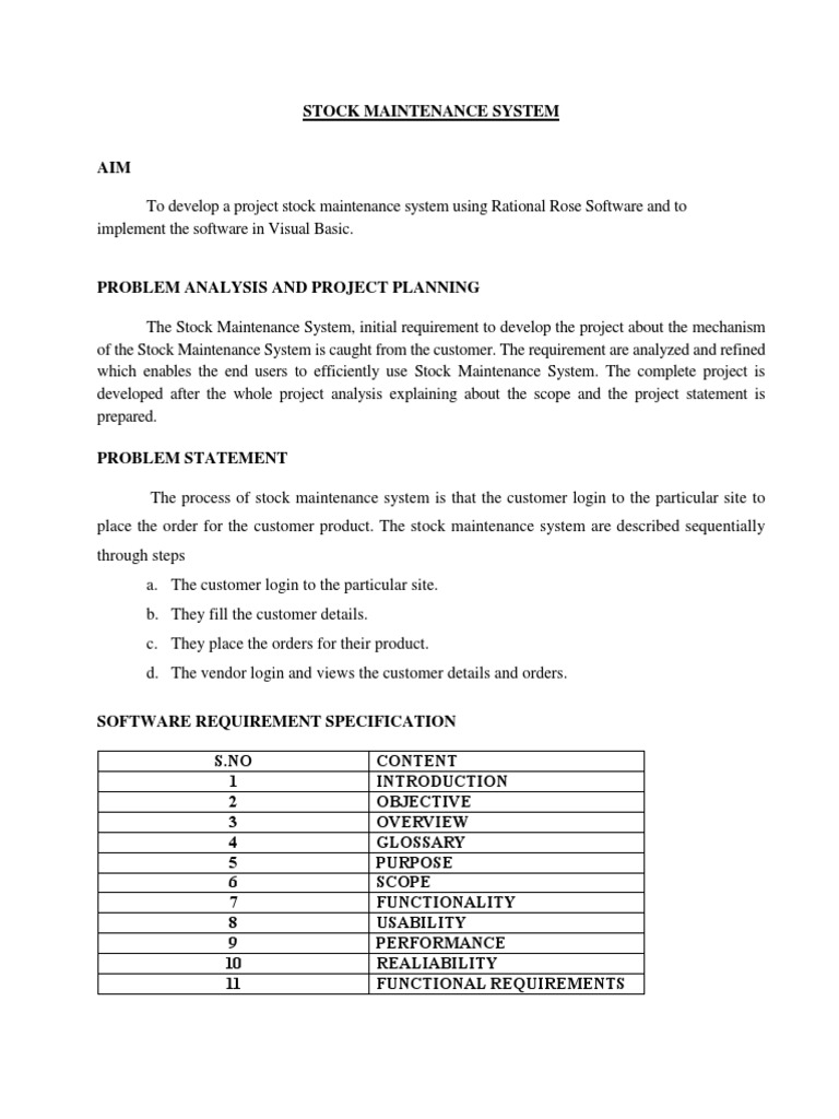 Stock Maintenance System Overview | PDF | Use Case | Unified Modeling ...