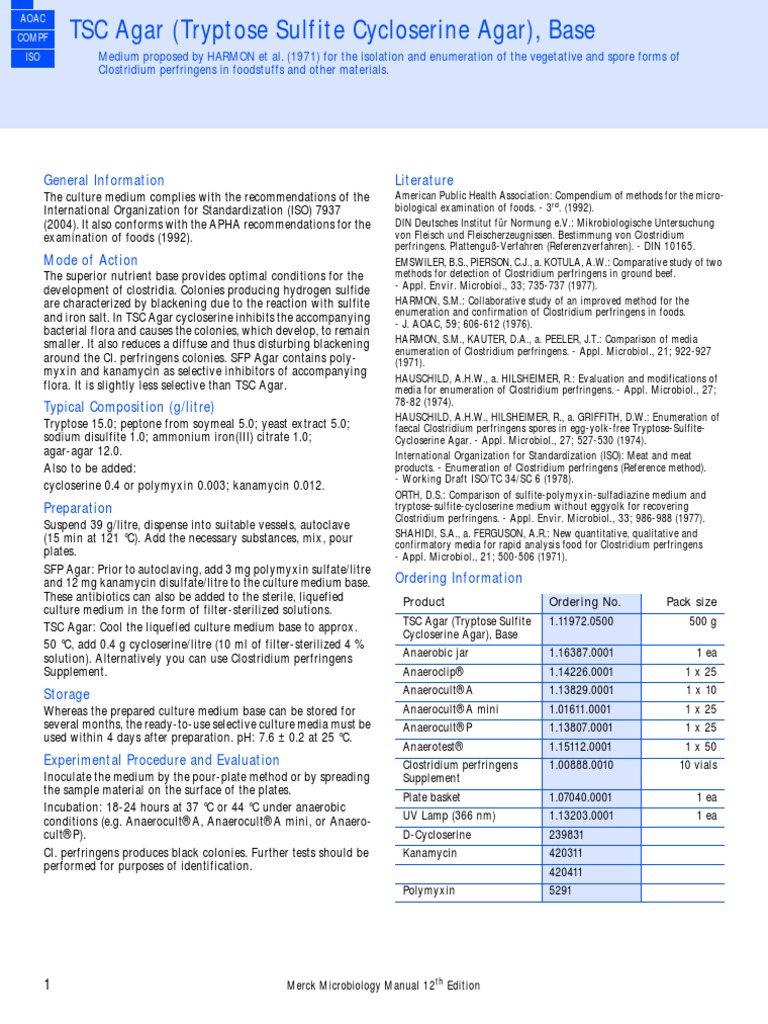 TSC Agar | PDF | Growth Medium | Agar
