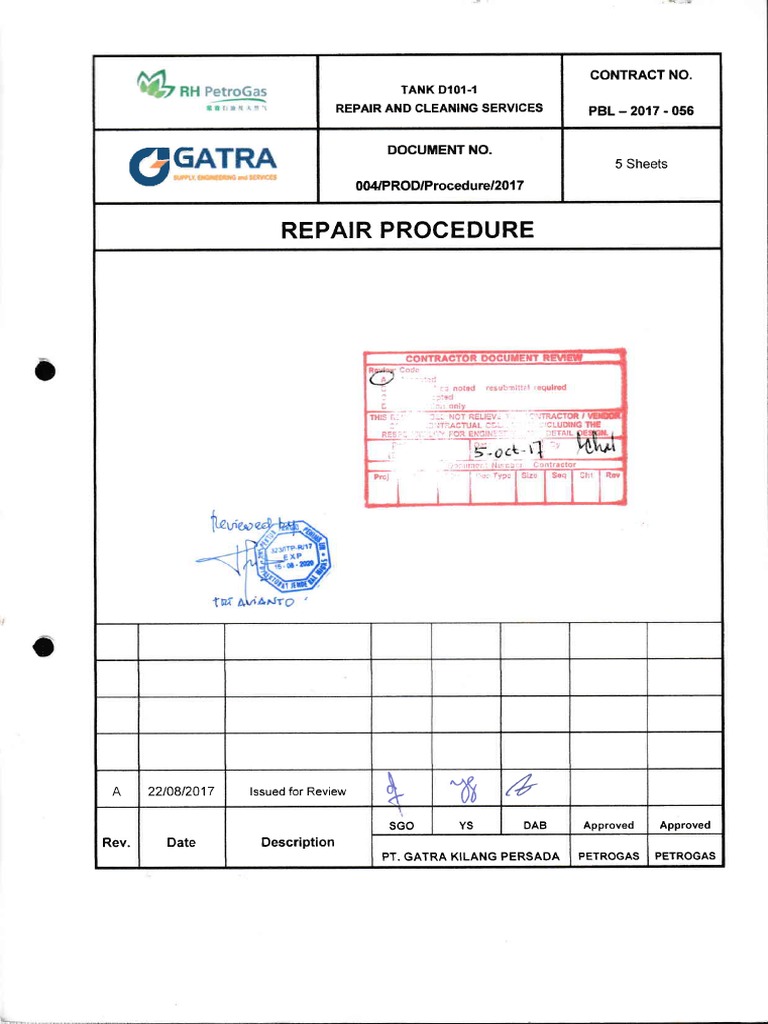 Repair Procedure | PDF | Welding | Construction