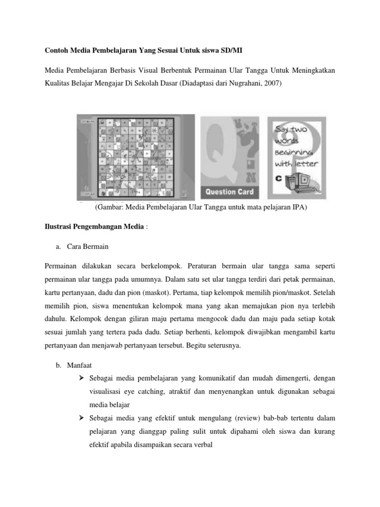 Contoh Media Pembelajaran Yang Sesuai Untuk Siswa SD | PDF
