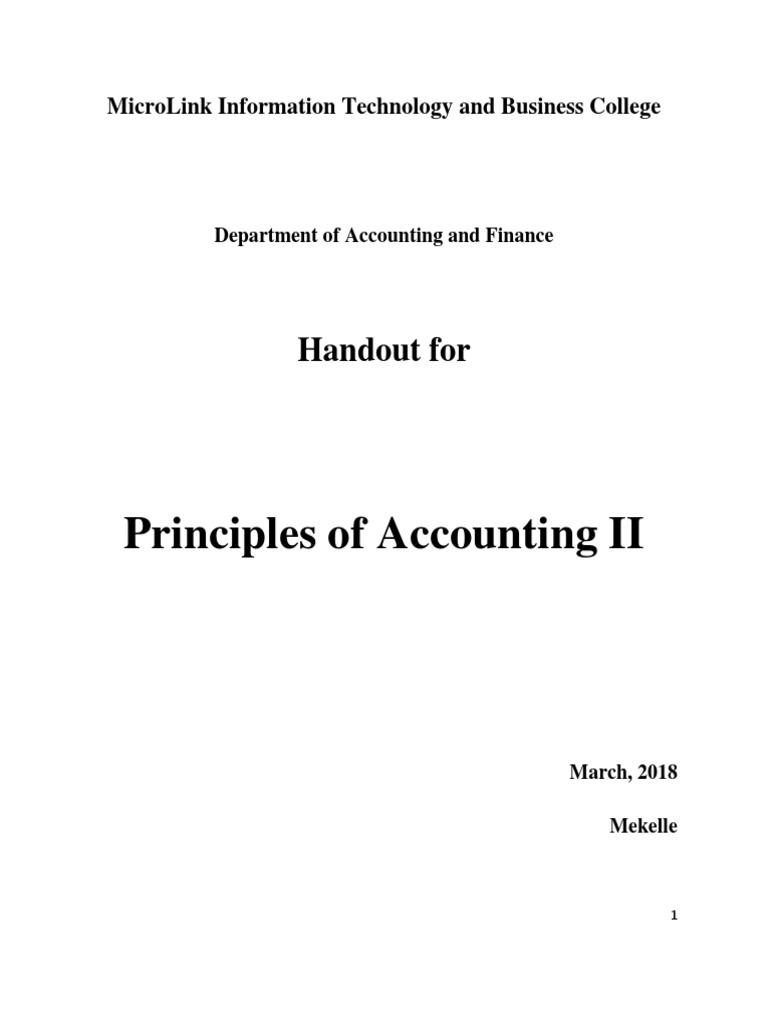 Handout For Principles of Accounting II PDF | PDF | Depreciation ...