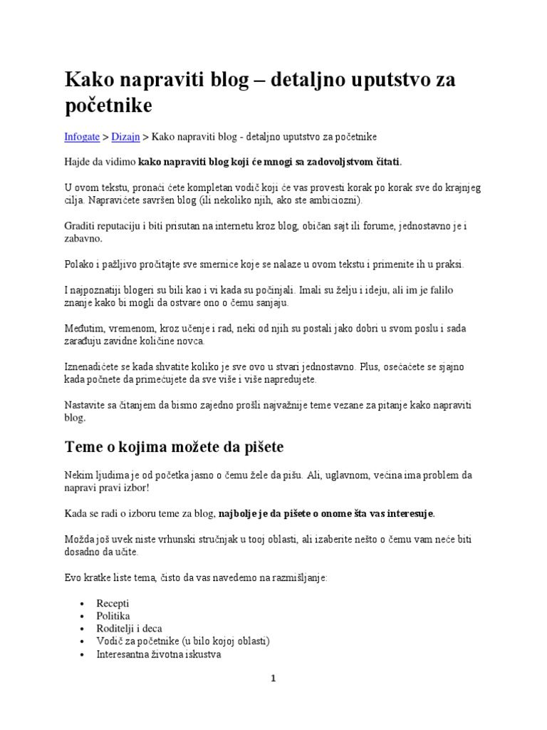 Kako Napraviti Blog | PDF