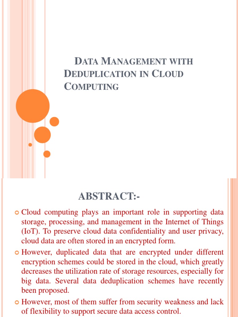 Encrypted Data Management With Deduplication in Cloud Computing | PDF | Encryption | Cloud Computing