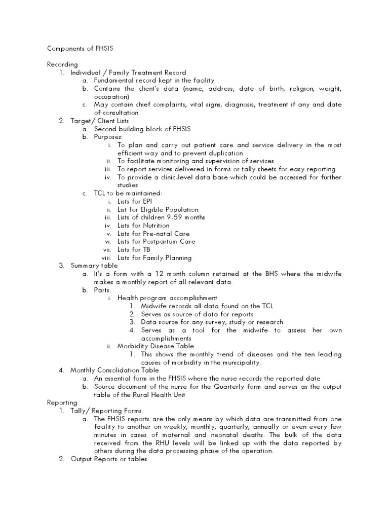 Components of FHSIS | PDF | Midwife | Childbirth