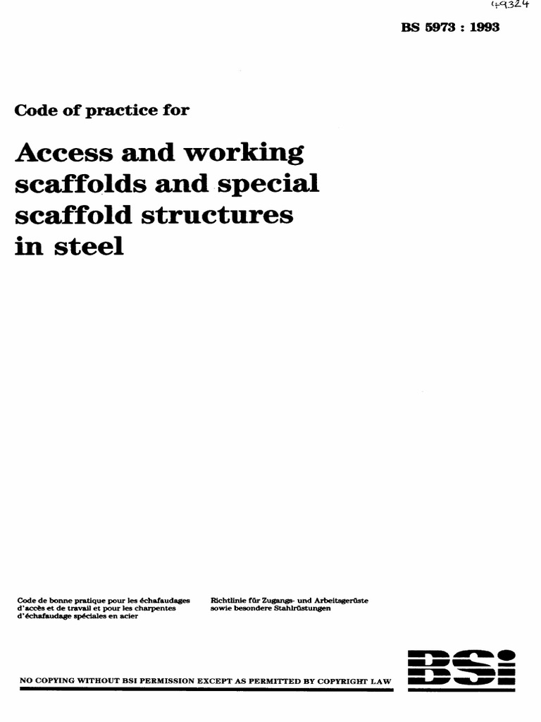 BS5973 Scaffolding | PDF | Bamboo | Scaffolding