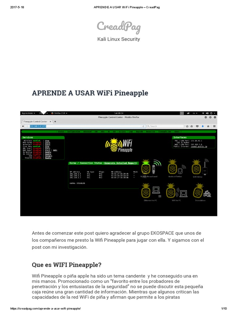 Aprende A Usar Wifi Pineapple | PDF | Wifi | Punto de acceso inalámbrico