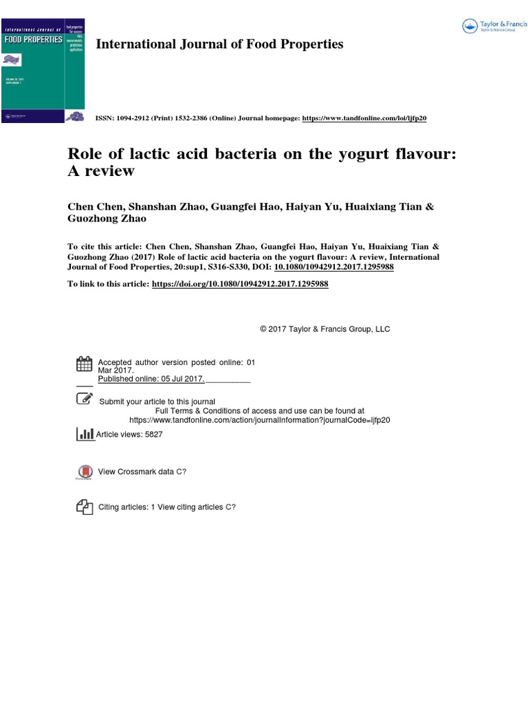 Role of Lactic Acid Bacteria On The Yogurt Flavour A Review | PDF ...