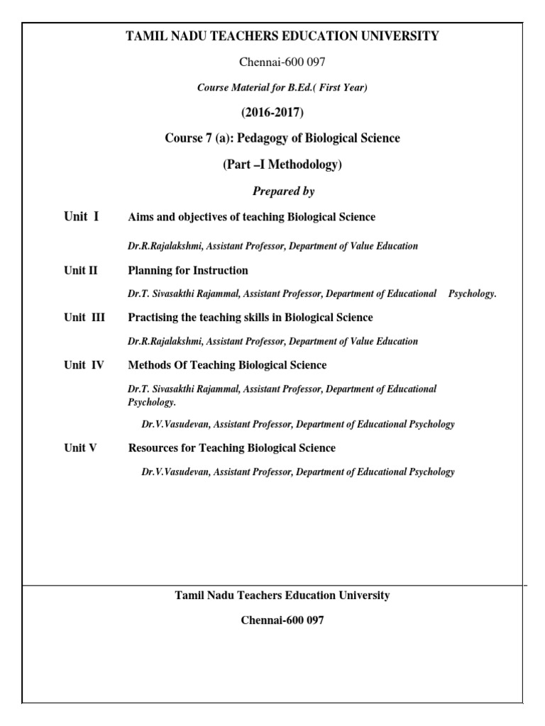 Pedagogy of Biological Science PDF | Download Free PDF | Lesson Plan ...