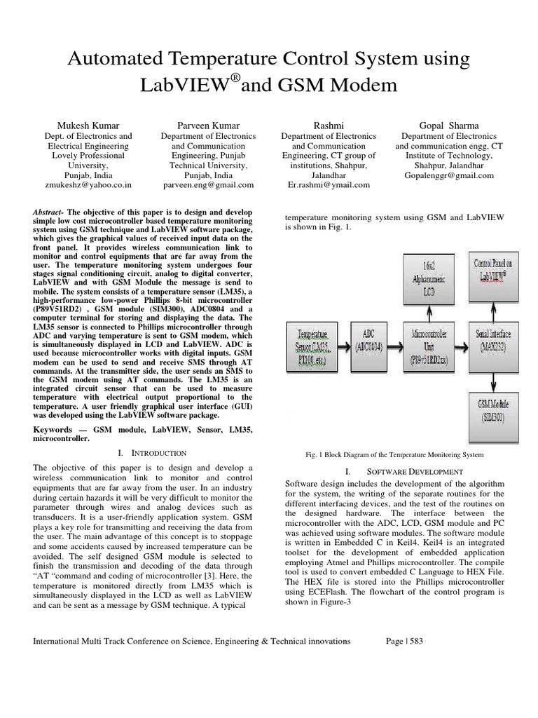 Automated Temperature Control System Using Labview and GSM Modem | PDF ...