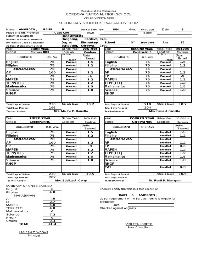 SHS Form 9 Sample | Download Free PDF | Science And Technology | Teachers