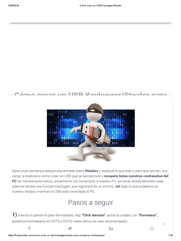Cómo Crear Un Usb Keylogger Stealer Pdf Pdf Cookie Memoria Usb