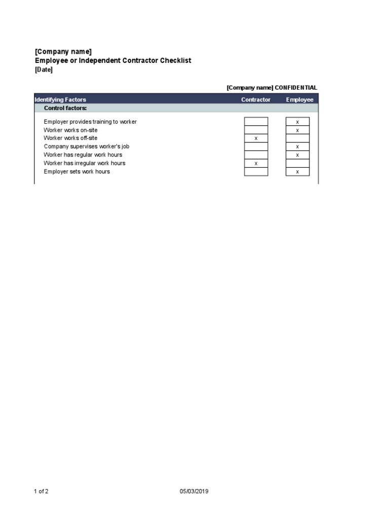 Employee vs Contractor Checklist | PDF