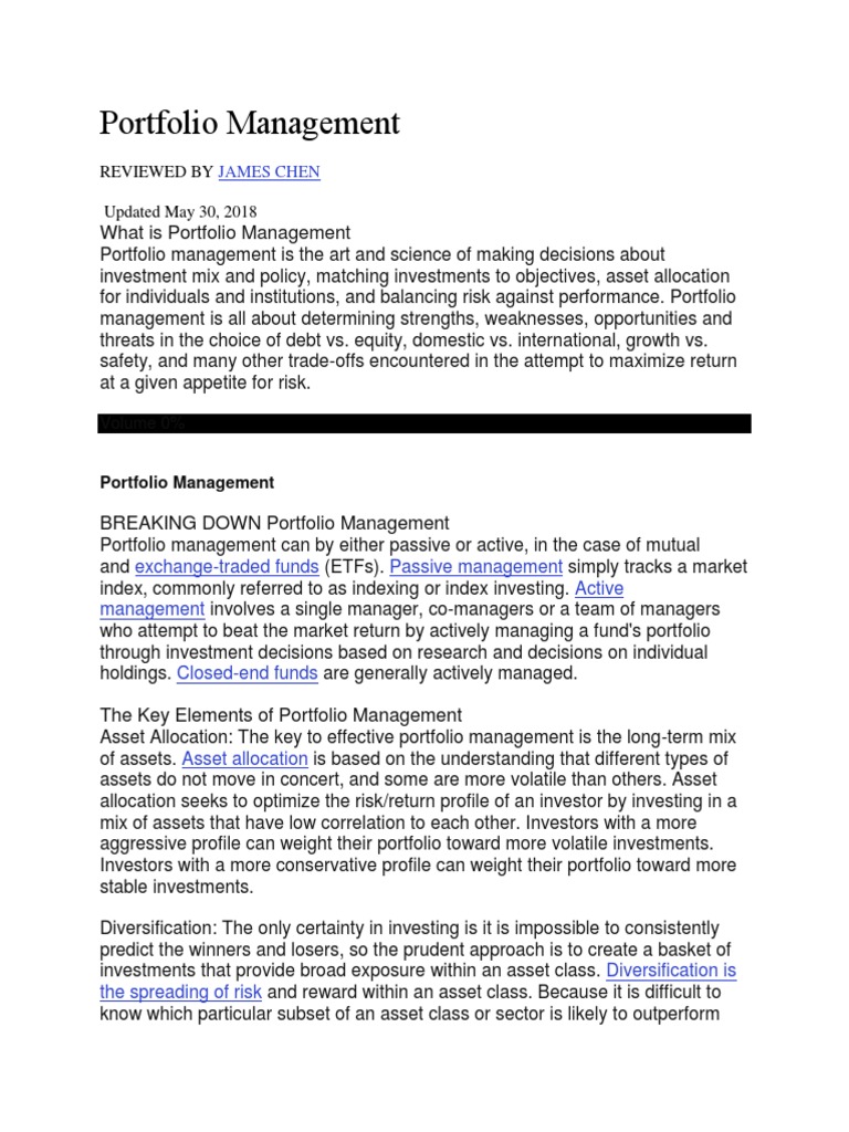 What Is Portfolio Management | PDF | Investment Management | Asset ...