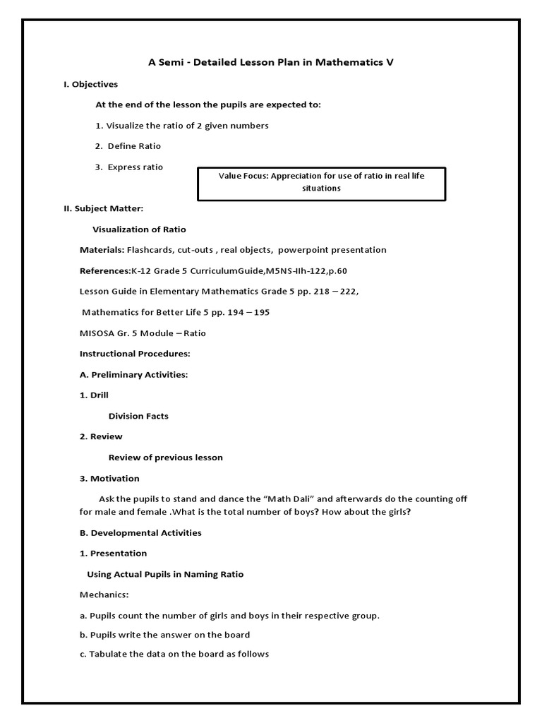 Ratio Lesson Explained | PDF | Ratio | Teaching Mathematics