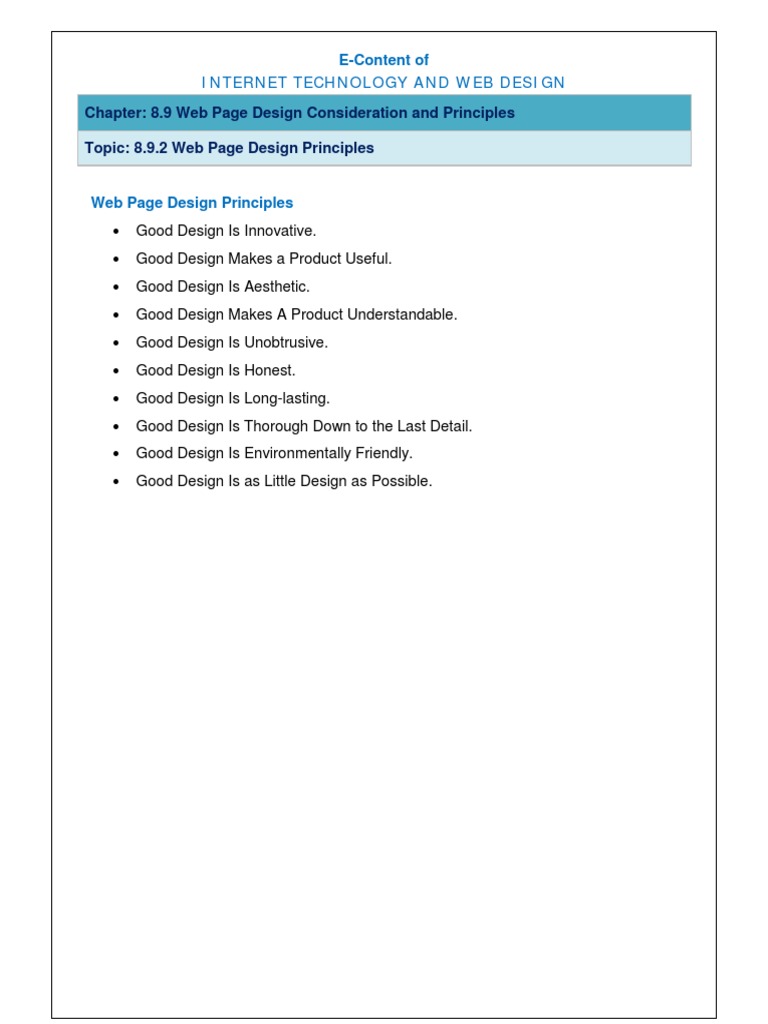 Web Page Design Consideration and Principles | PDF