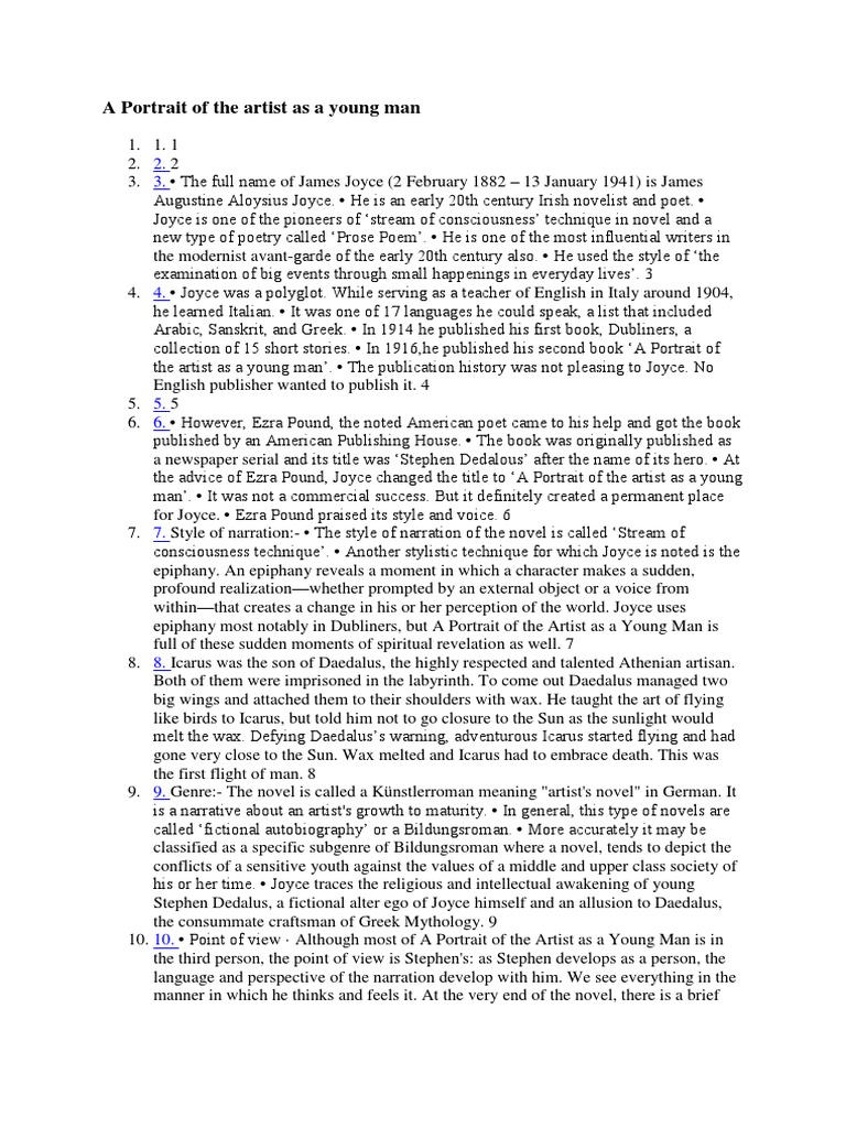 A Portrait of The Artist As A Young Man - Docx12222222222 | PDF | A ...