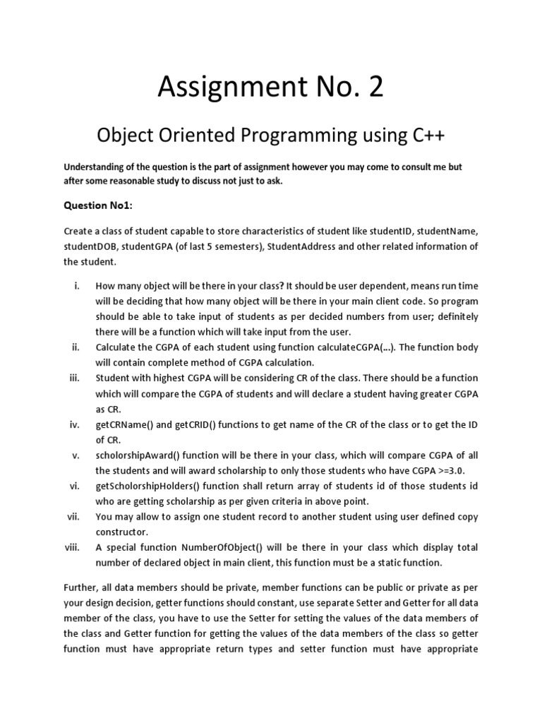 Assignment 2 Oop Pdf Class Computer Programming Subroutine