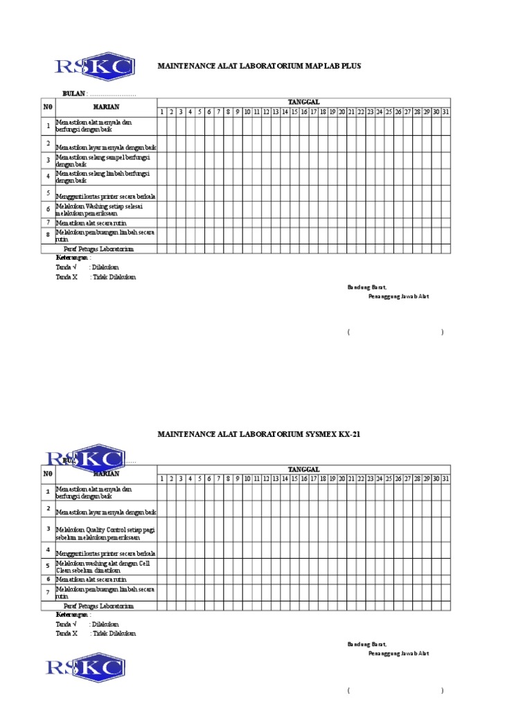 Form Ceklis Alat | PDF
