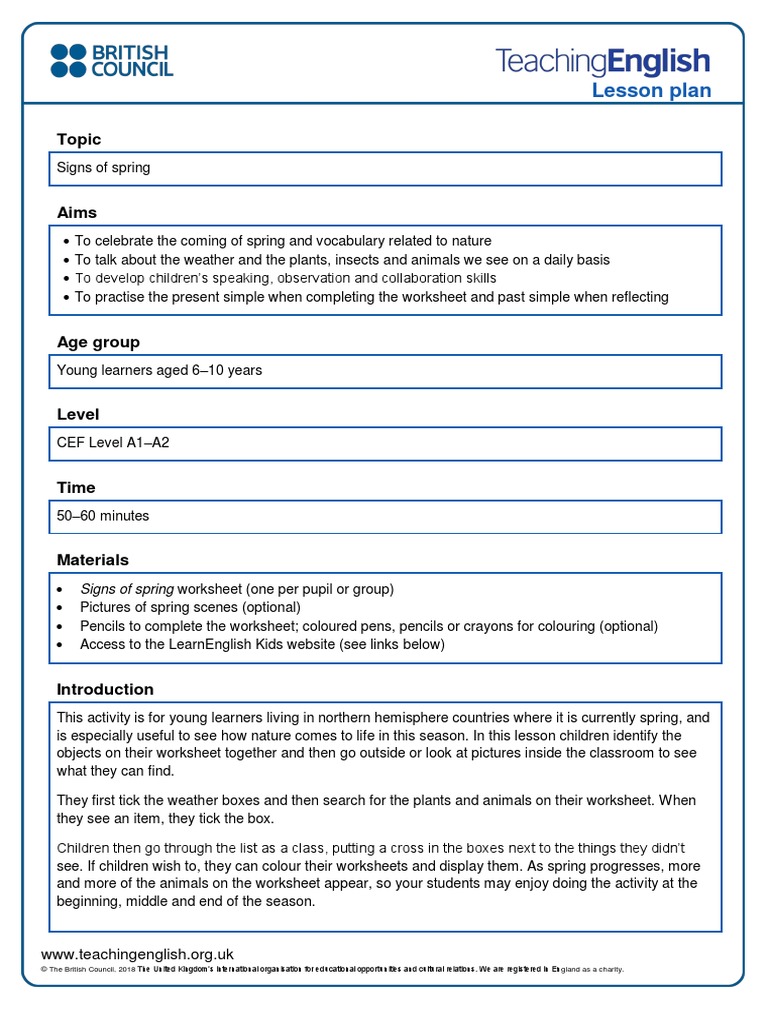 Lesson Plan Spring | PDF | Lesson Plan