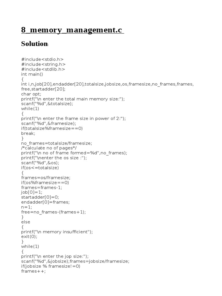 Memory Management in C Programming | PDF | Computers