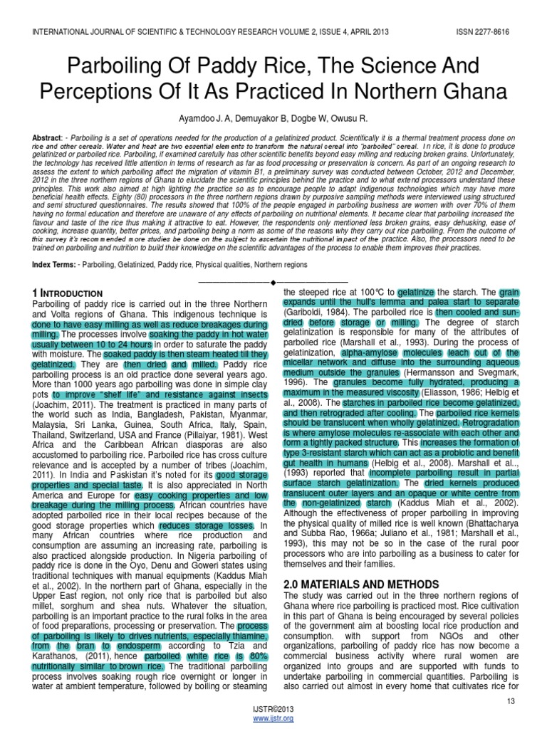 Parboiling of Paddy | PDF | Rice | Nutrition