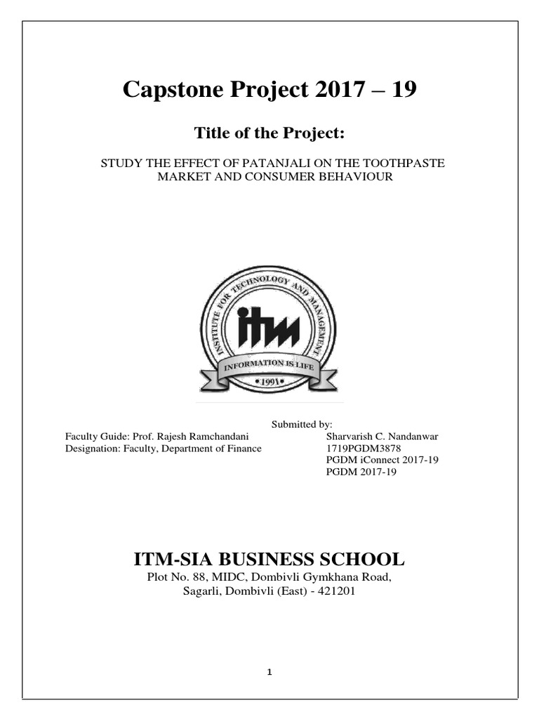 Capstone Project Final Report - Patanjali | Retail | Brand