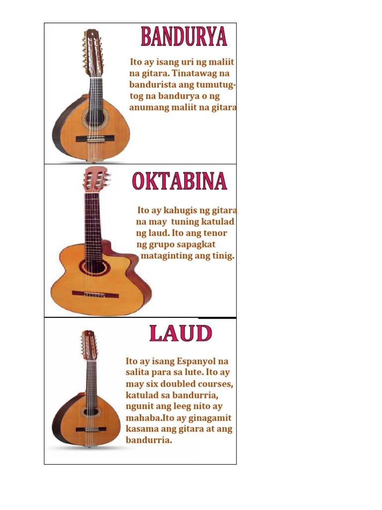 Ano Ang Instrumentong Ginagamit Sa Rondalya Part 2 | PDF