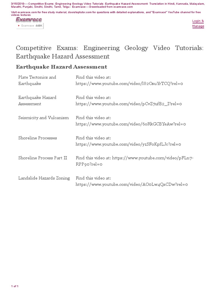 Earthquake Hazard Assessment | PDF