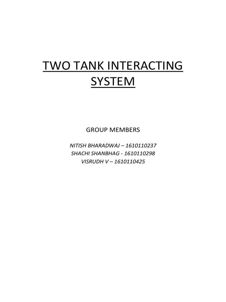 Two Tank Interacting System Pdf Pdf Valve Pump