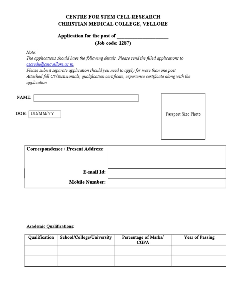 Application Form Job Code 1287 | PDF