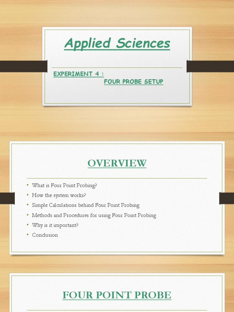 Applied Sciences: Experiment 4: Four Probe Setup | PDF | Electrical ...