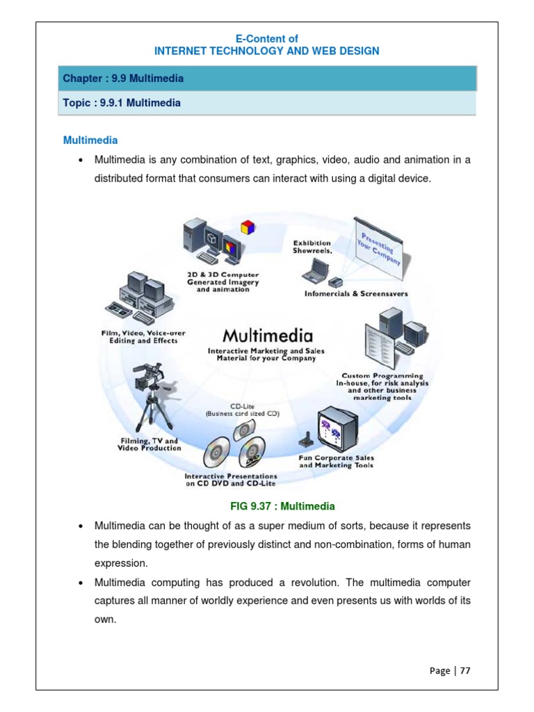 Chapter: 9.9 Multimedia Topic: 9.9.1 Multimedia: E-Content of Internet ...