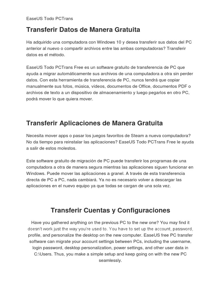 EaseUS Todo PCTrans | PDF | Windows 10 | Microsoft Windows