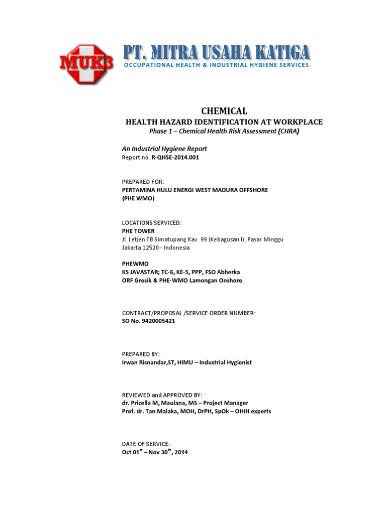 Chemical Health Risk Assessment (CHRA) - Draft Final PDF | PDF ...